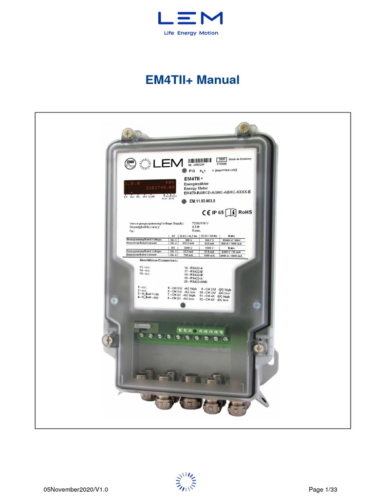 EM4TII+ Manual V1.0 EN | PDF | Fuse (Electrical) | Alternating Current