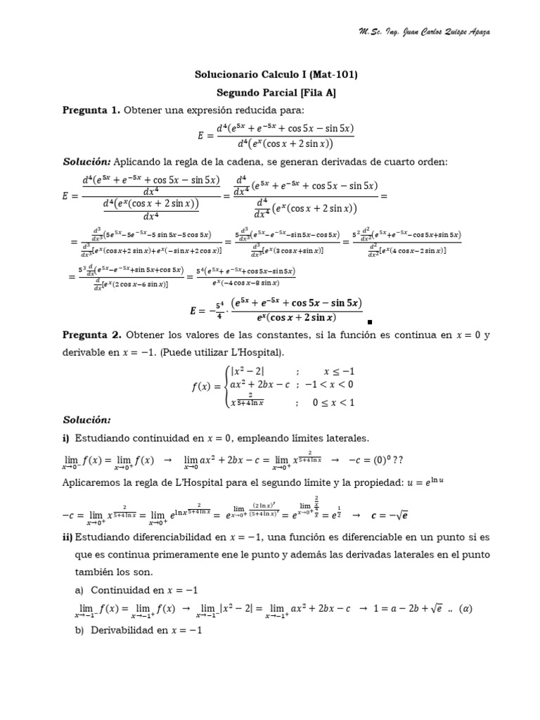 Solucionario Segundo Parcial Mat-101 (II-2022) | PDF | Matemáticas | Análisis matemático