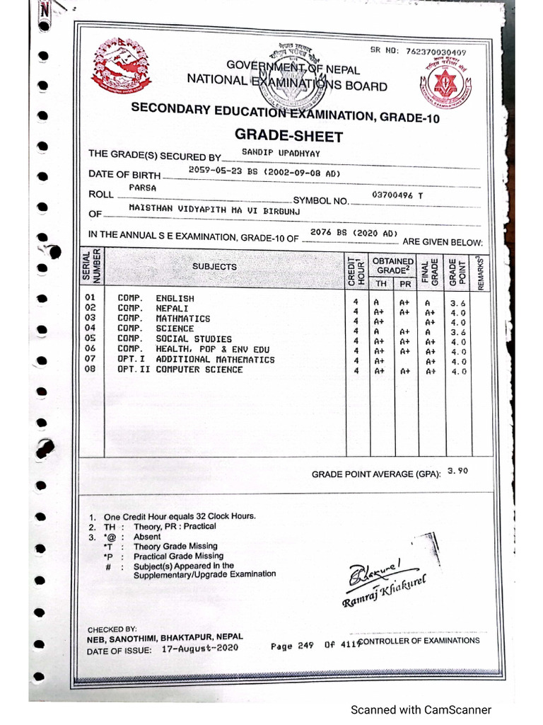 SEEMark Sheet@Sandip Upadhyay | PDF