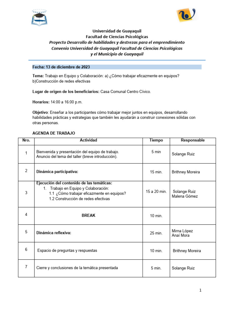 GRUPO 3. Taller de Capacitación-Trabajo en Equipo y Colaboración | PDF | Comunicación
