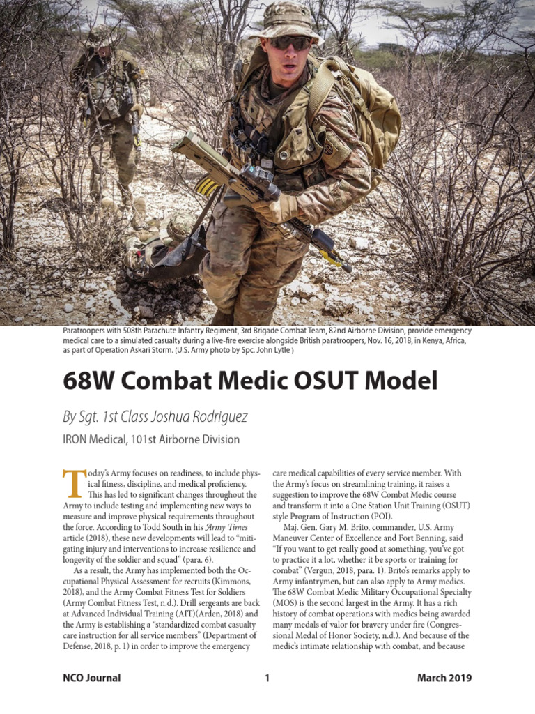 Combat Medic Course | PDF | United States Army | Paratrooper