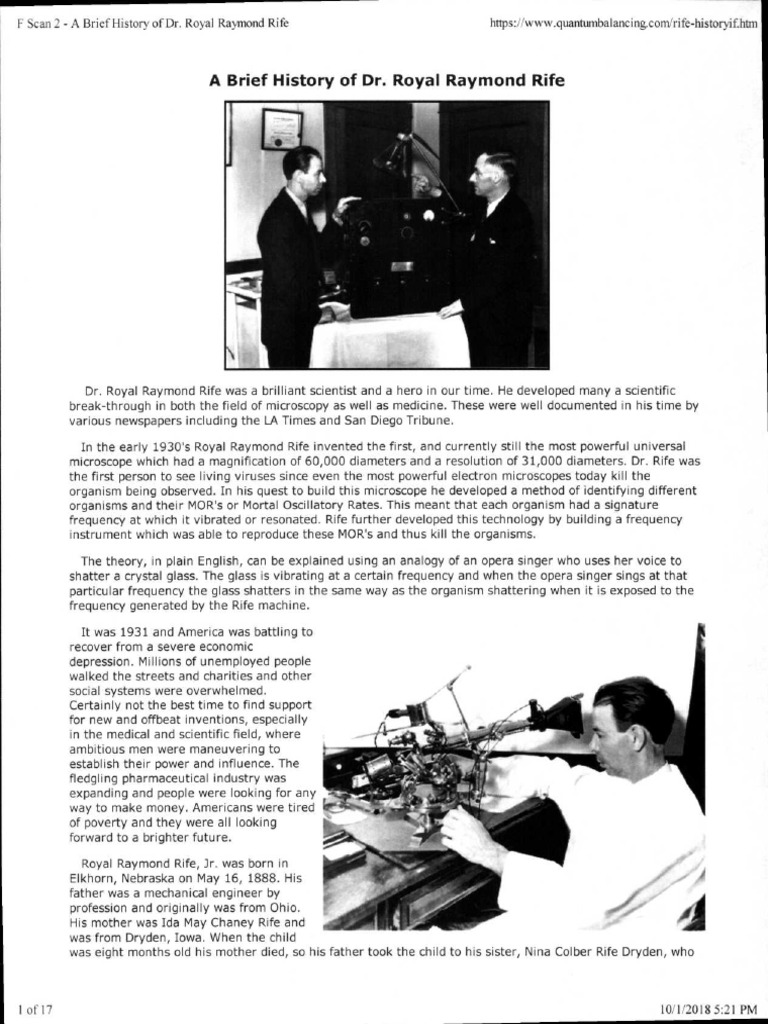 A Brief History of Dr. Royal Raymond Rife | PDF | Optics