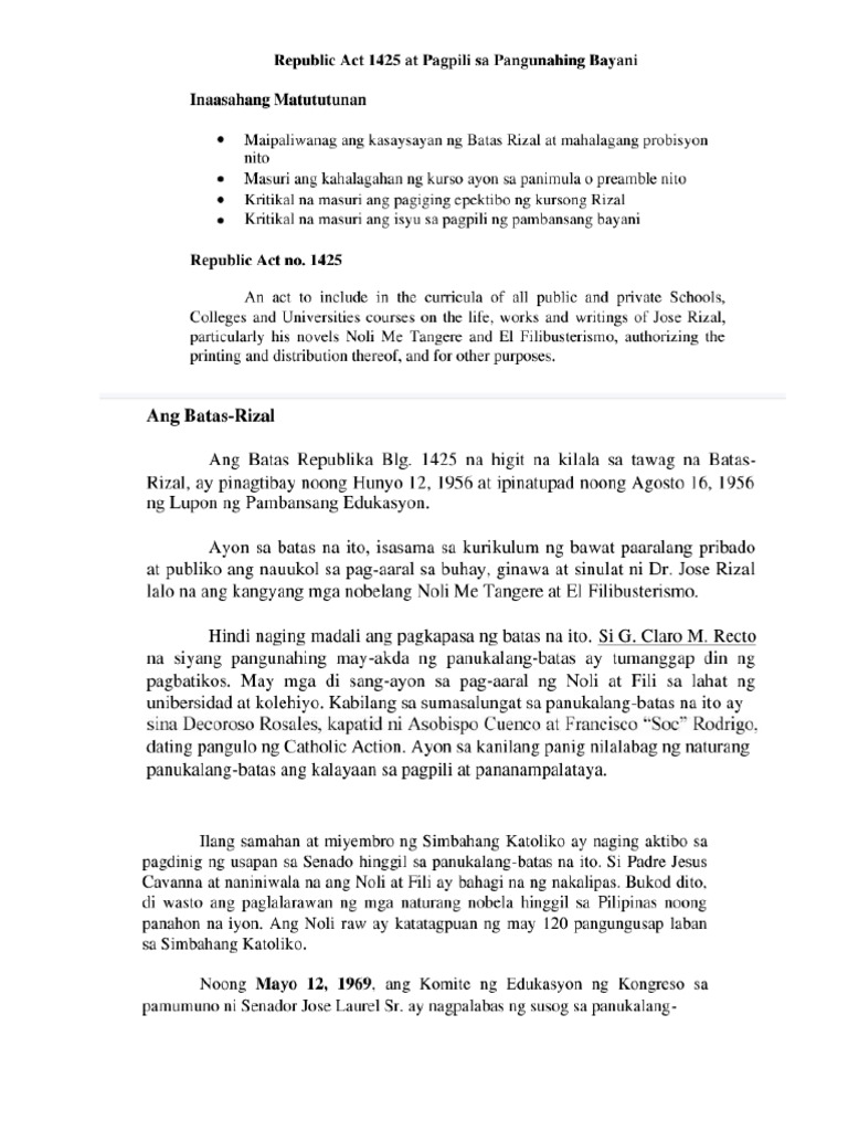 Ang Batas Rizal | PDF