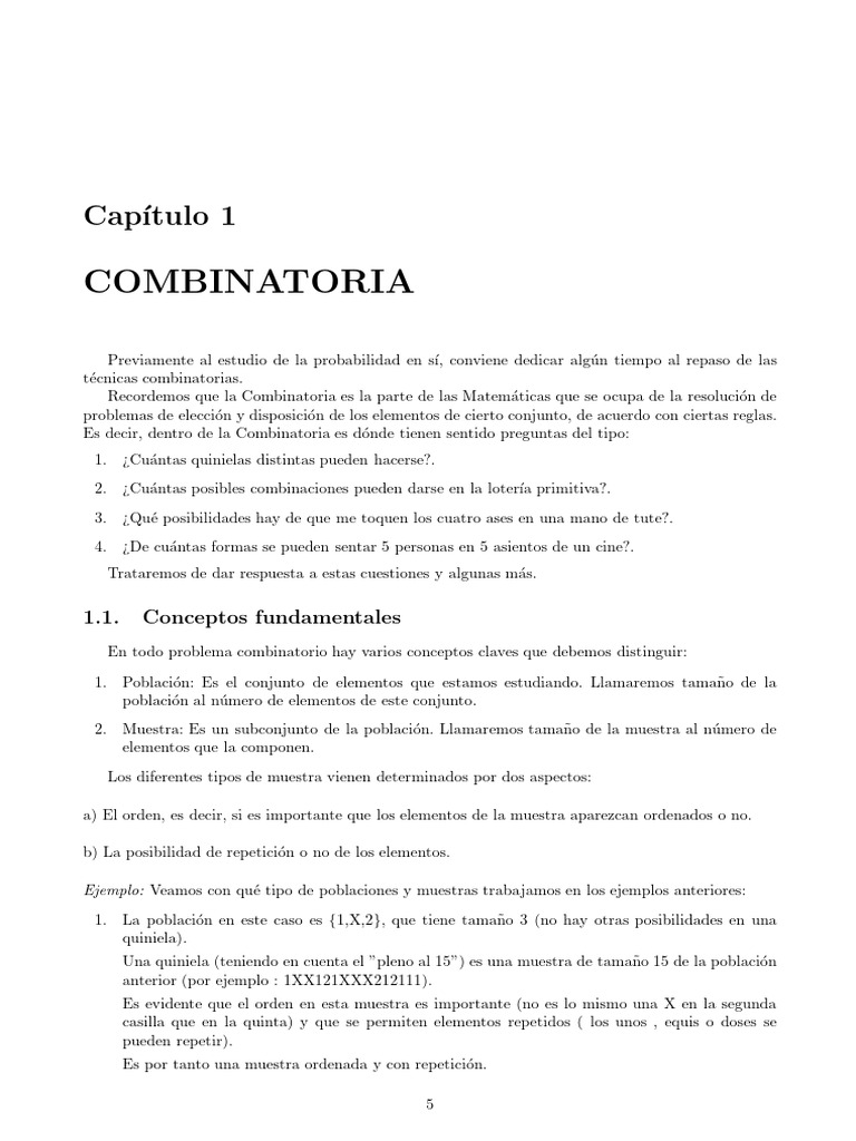 Apunte de Combinatoria | PDF | Combinatoria | Matemáticas