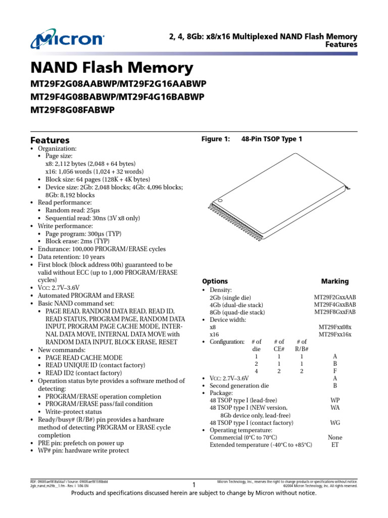 2gb Nand m29b-1879920 | PDF | Flash Memory | Electronics