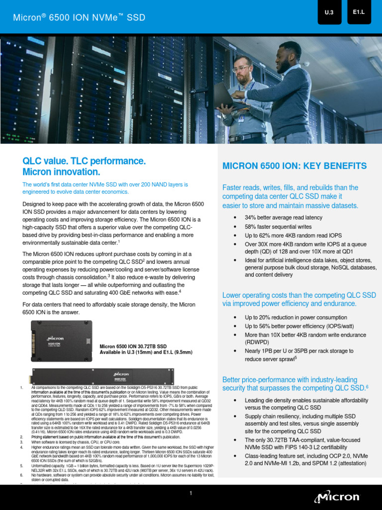 6500 Ion Nvme SSD Product Brief-3223536 | PDF | Solid State Drive | Computer Data