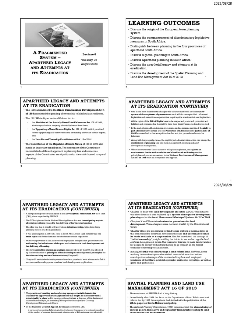 Lecture 6 - A Fragmented System | PDF | Apartheid | Bill (Law)