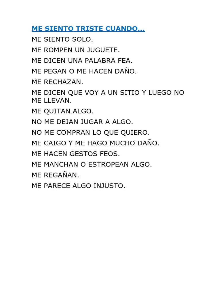 Me Siento Triste Cuando | PDF