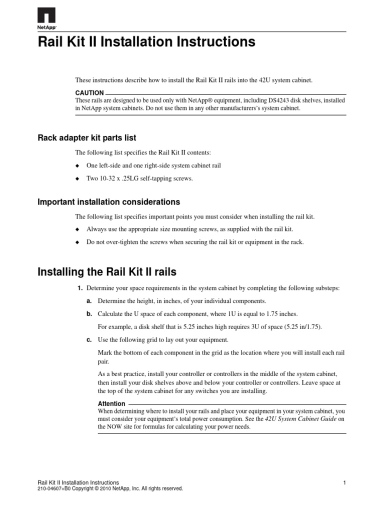 Rail Kit II Installation Instructions | PDF | Tools | Manufactured Goods