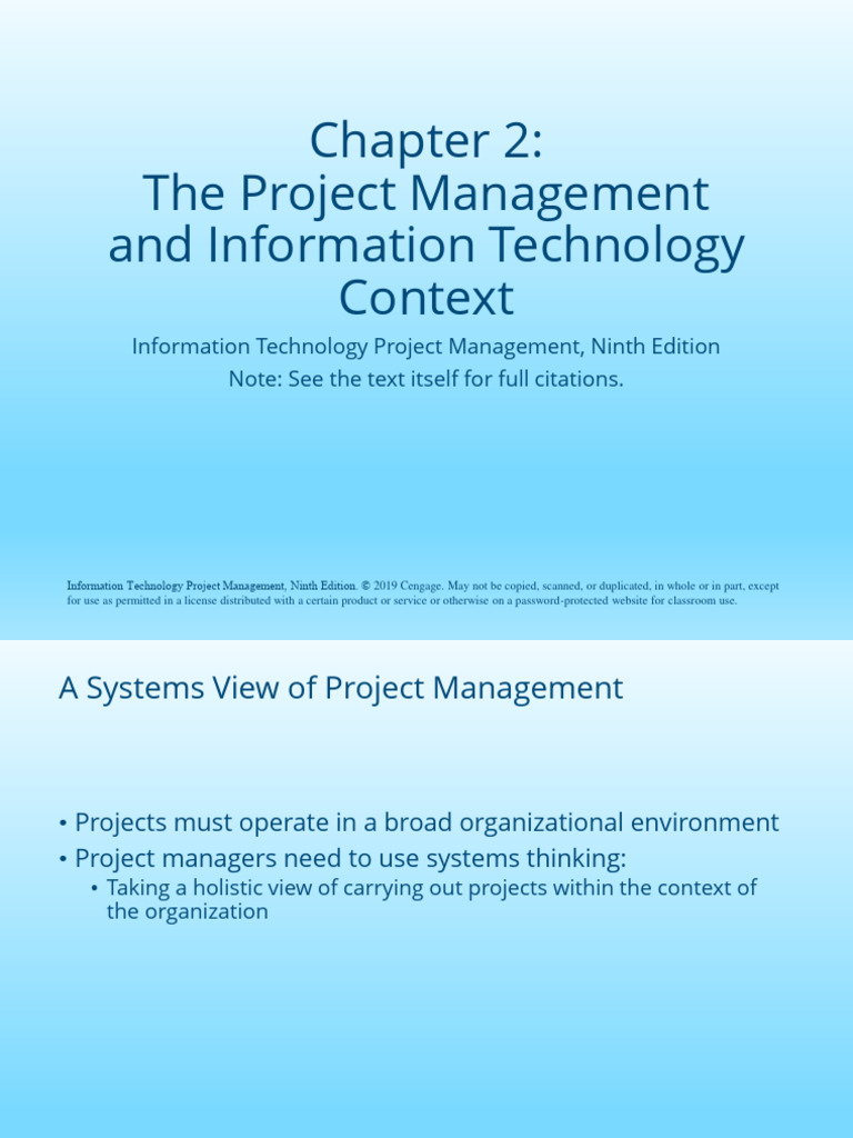 Chapter 2 The Project Management and Information Technology Context ...
