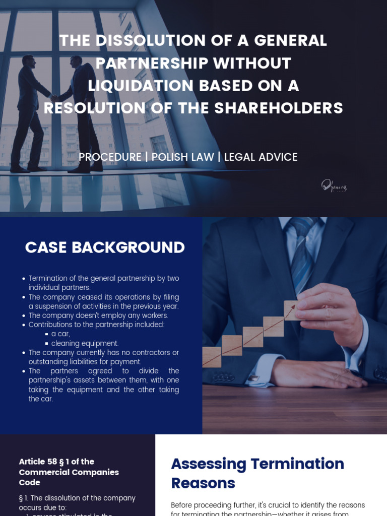 Dissolution of A General Partnership Without Liquidation On The Basis ...