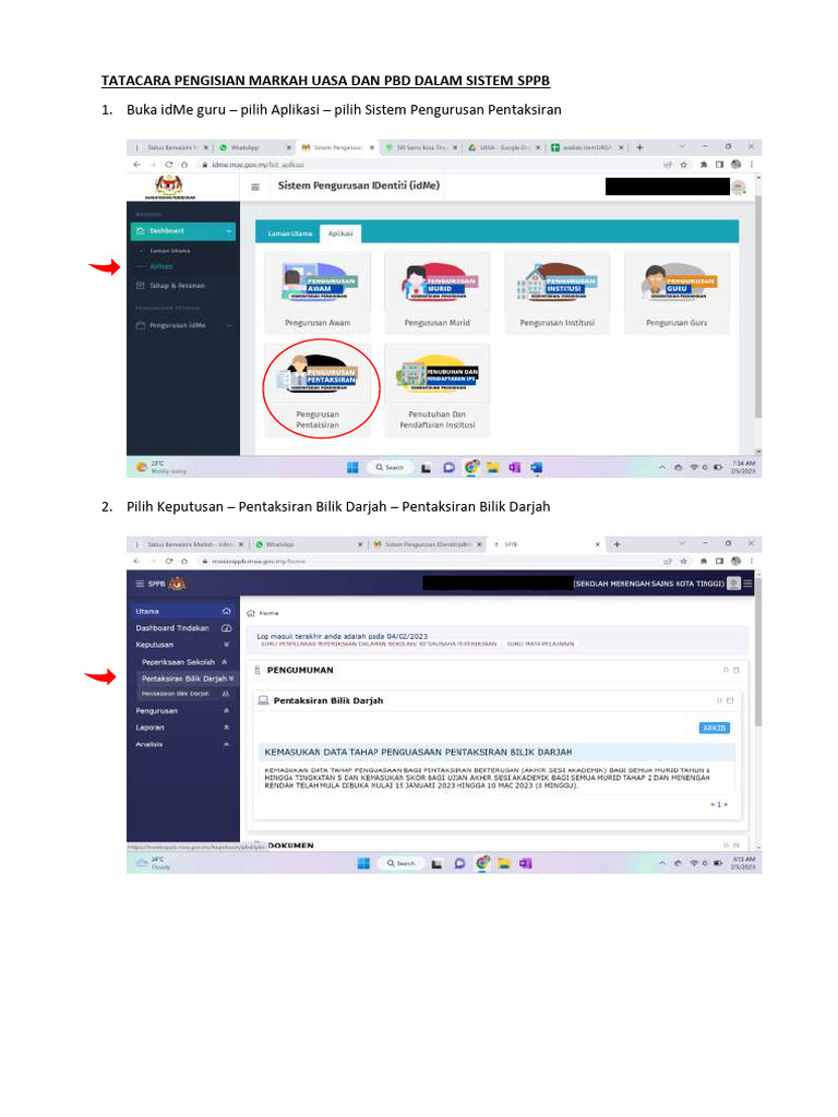 Tatacara Pengisian Markah Uasa Dan PBD Dalam Sistem SPPB | PDF