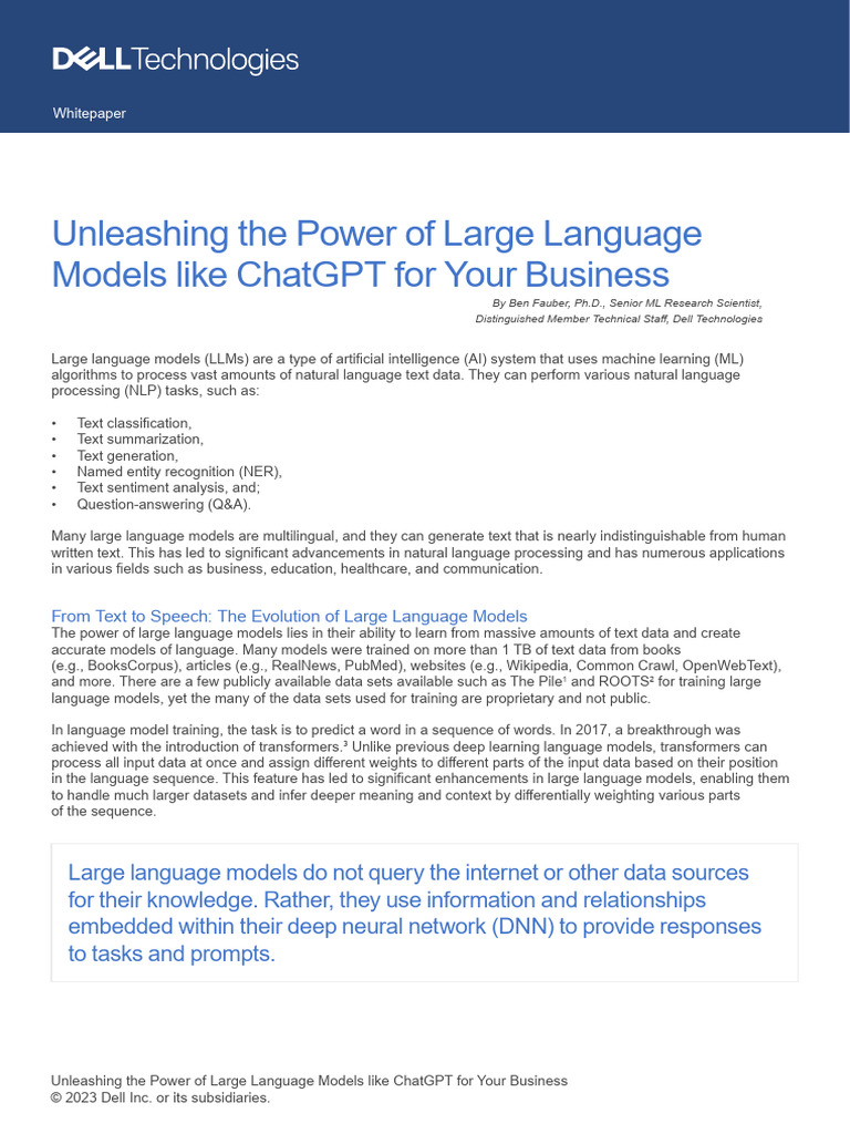 Unleashing The Power of Large Language Models Fauber | PDF | Machine Learning | Deep Learning