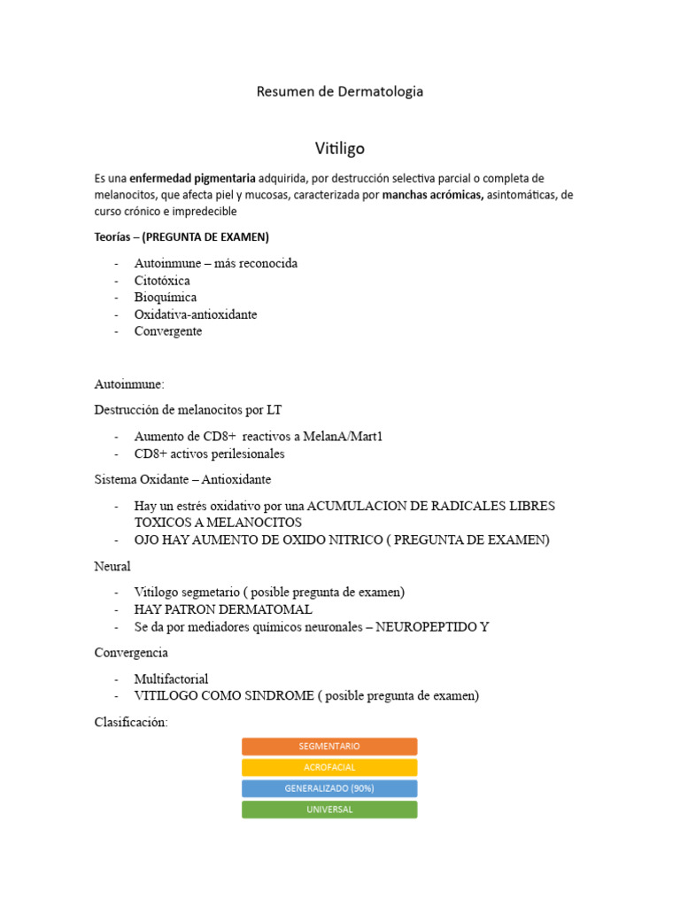 Resumen de Dermatologia | PDF | Enfermedades y trastornos | Sistema tegumentario