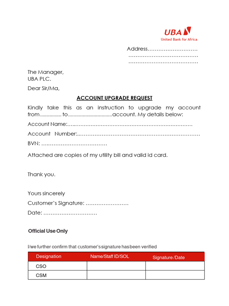 Account Upgrade Form | PDF
