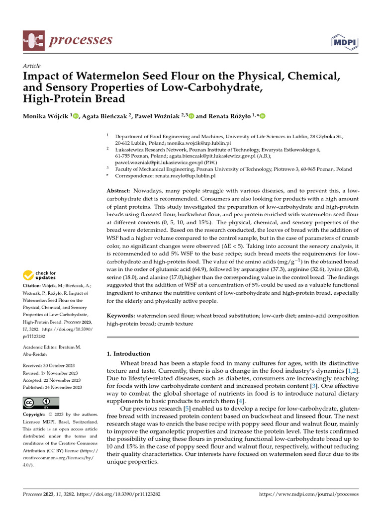Impact of Watermelon Seed Flour On The Physical CH | PDF | Breads | Flour