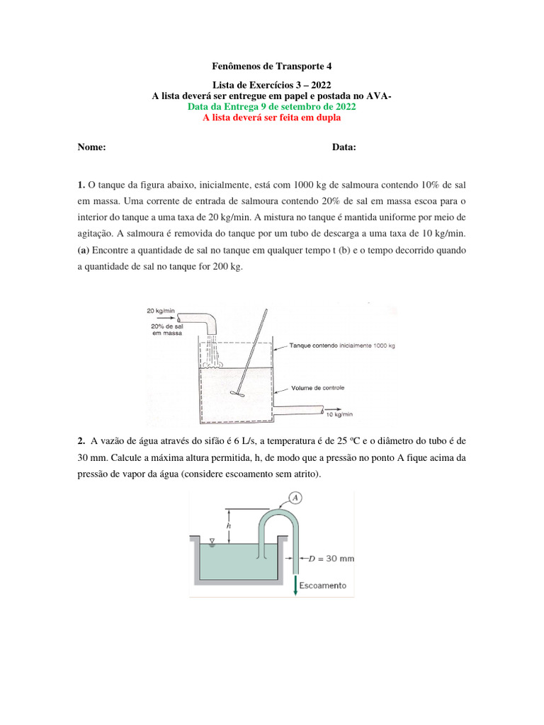 Lista de Exercícios 3 - FT4 | PDF | Métodos e Materiais de Ensino | Tecnologia e Engenharia