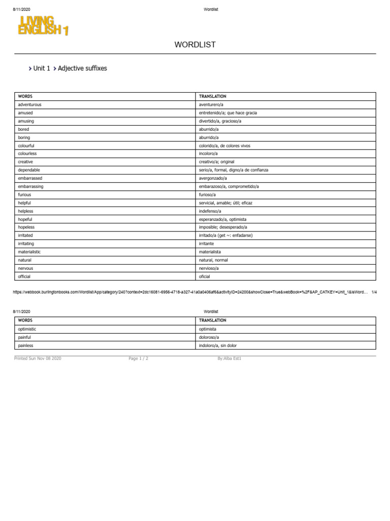 Wordlist pdf2 | Download Free PDF | Linguistic Morphology | Semantic Units