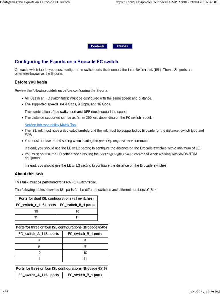 Configuring The E-Ports On A Brocade FC Switch | PDF | Internet Protocols | Physical Layer Protocols
