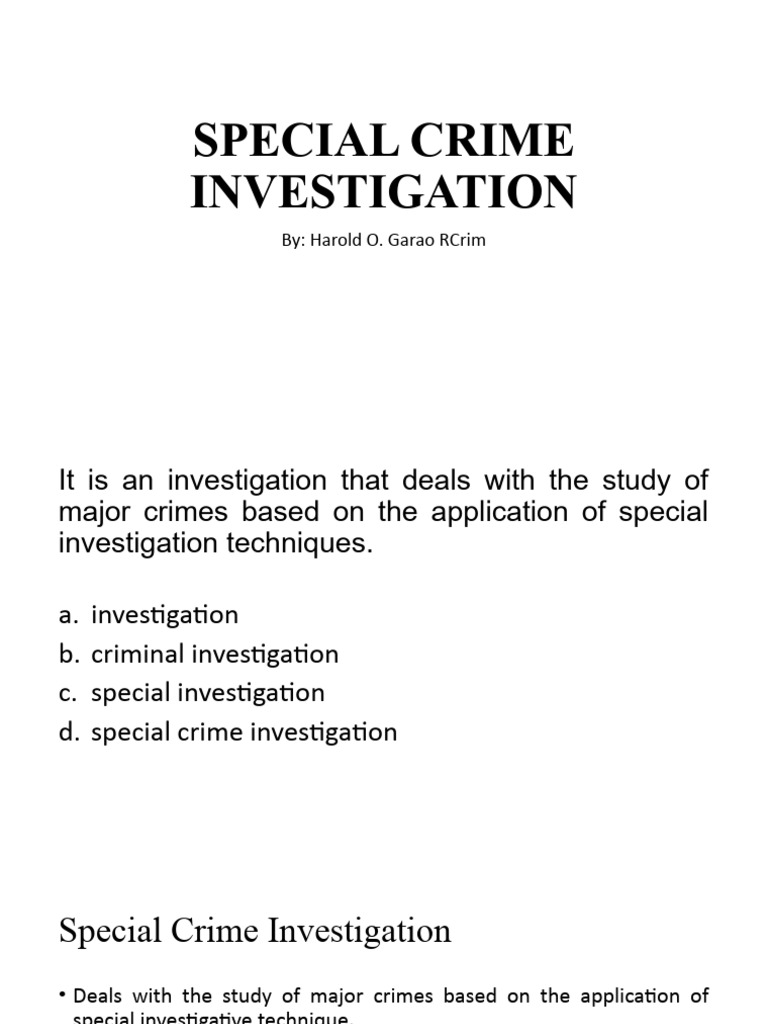 Special Crime Investigation Techniques | PDF | Death | Murder