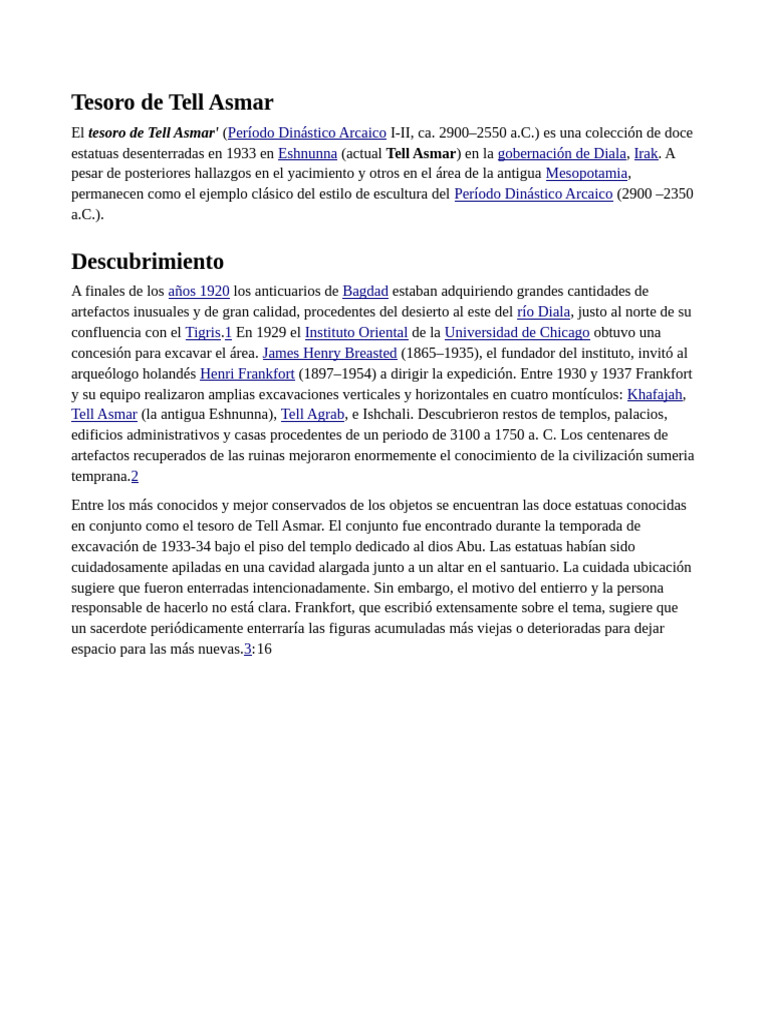 Tesoro de Tell Asmar | PDF | Arqueología