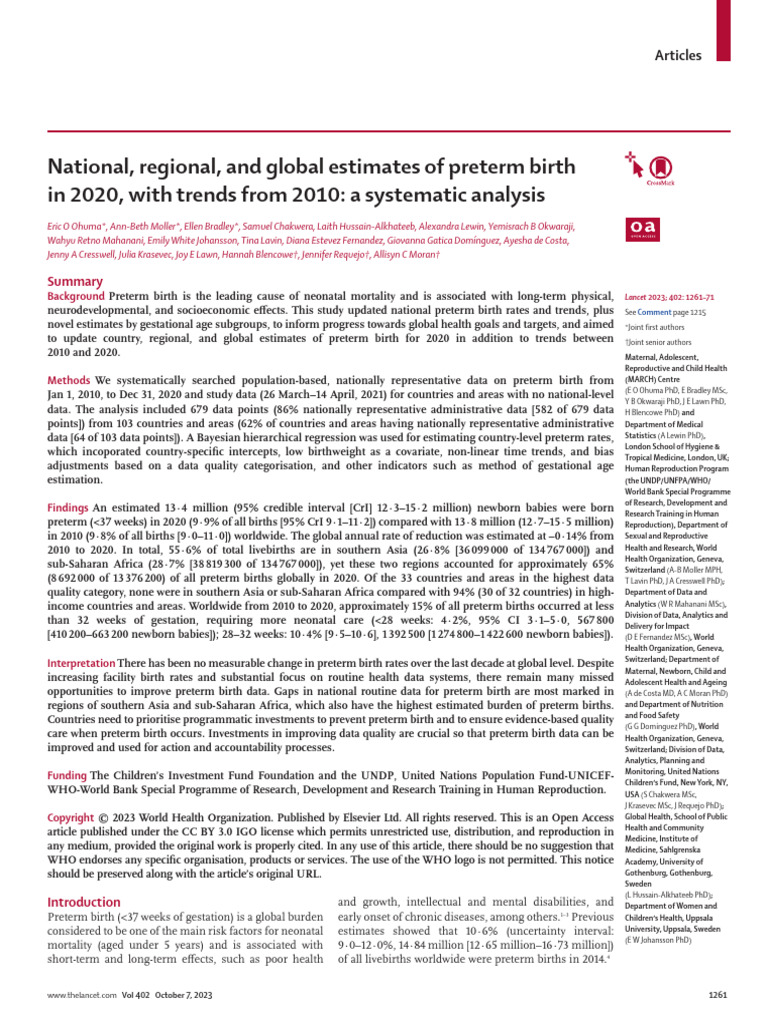 2023 Preterm Birth | PDF
