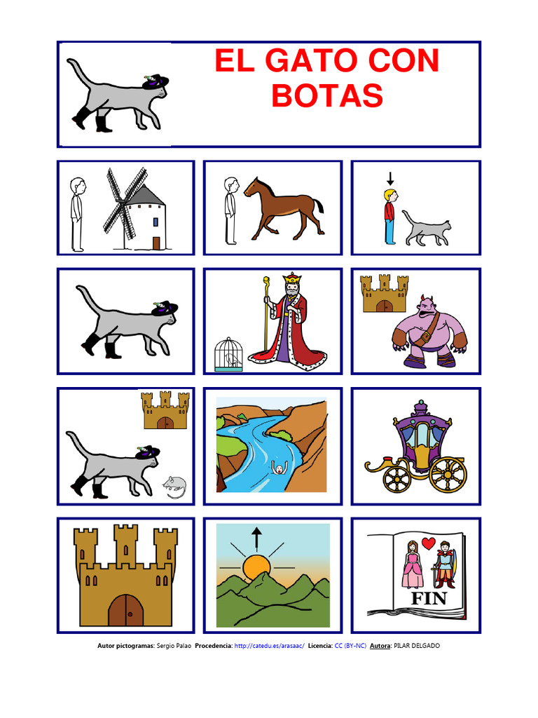 Cuento "El Gato con Botas" en Pictogramas | PDF