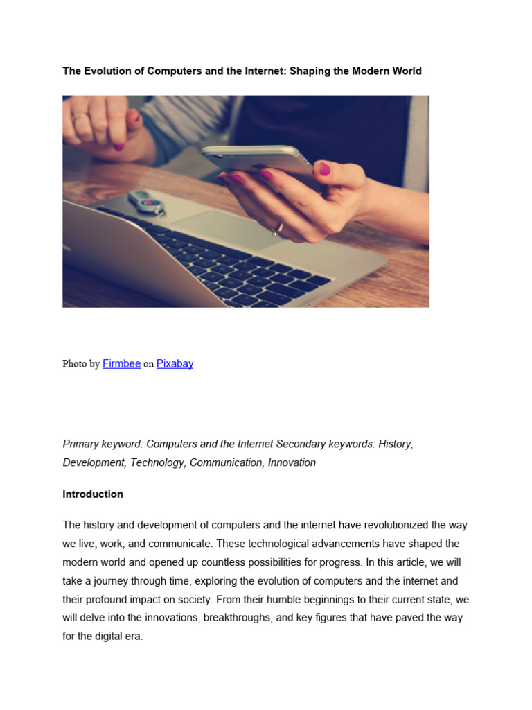 Tech Evolution: Past to Present | PDF | Internet | Internet Of Things