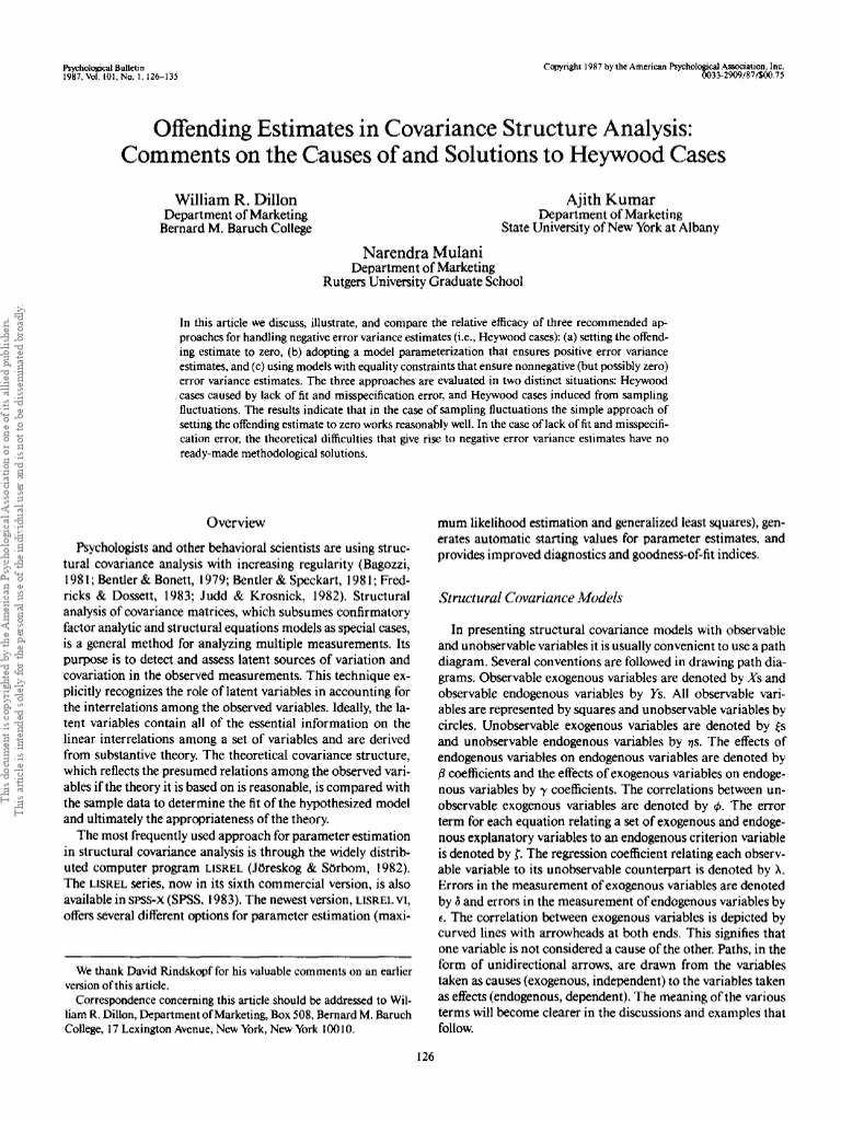 Offending Estimates in Covariance Structure Analys | PDF | Dependent ... Offending Estimates in Covariance Structure Analys | PDF | Dependent ...