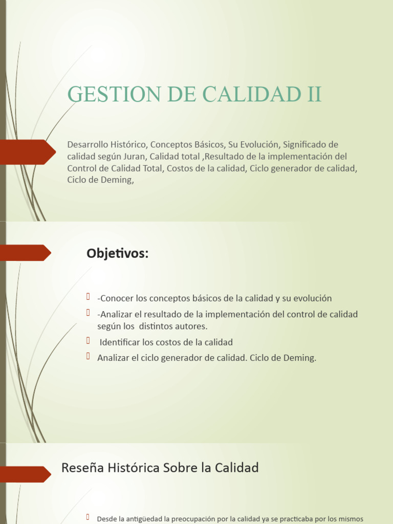 Gestion de Calidad II | PDF | Calidad (comercial) | Economias