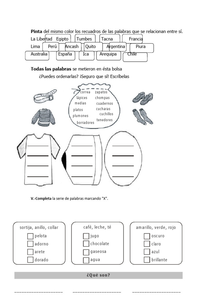 Pinta del mismo color los recuadros de las palabras que se relacionan ...