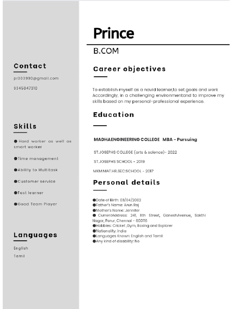 Prince Resume | PDF