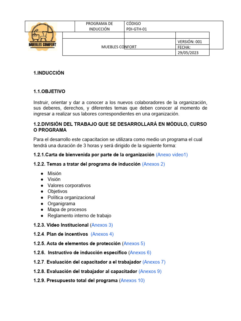 Programa De Induccion Pdf