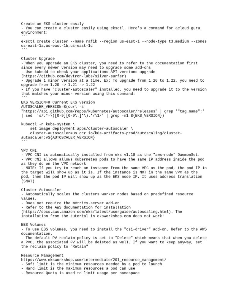 Aws Eks Notes | PDF