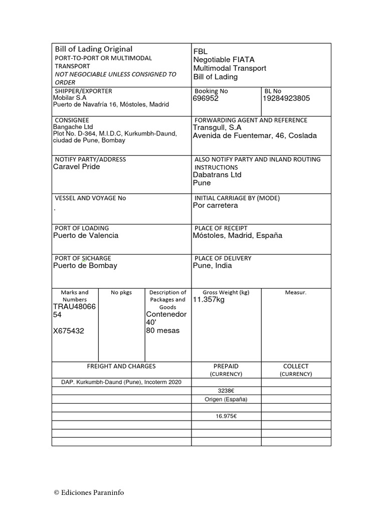 TIM Act 9 Modelo Transporte Multimodal | PDF | Bill Of Lading | Cargo