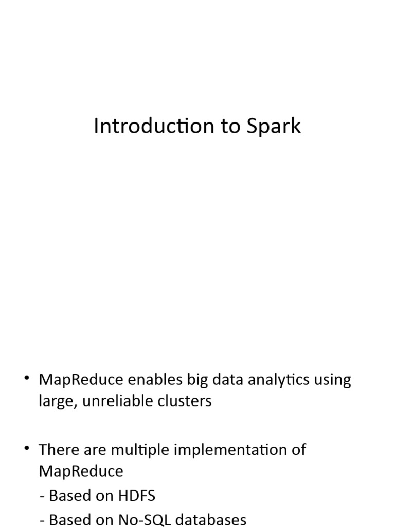 Spark Introduction Pdf Apache Spark Map Reduce 