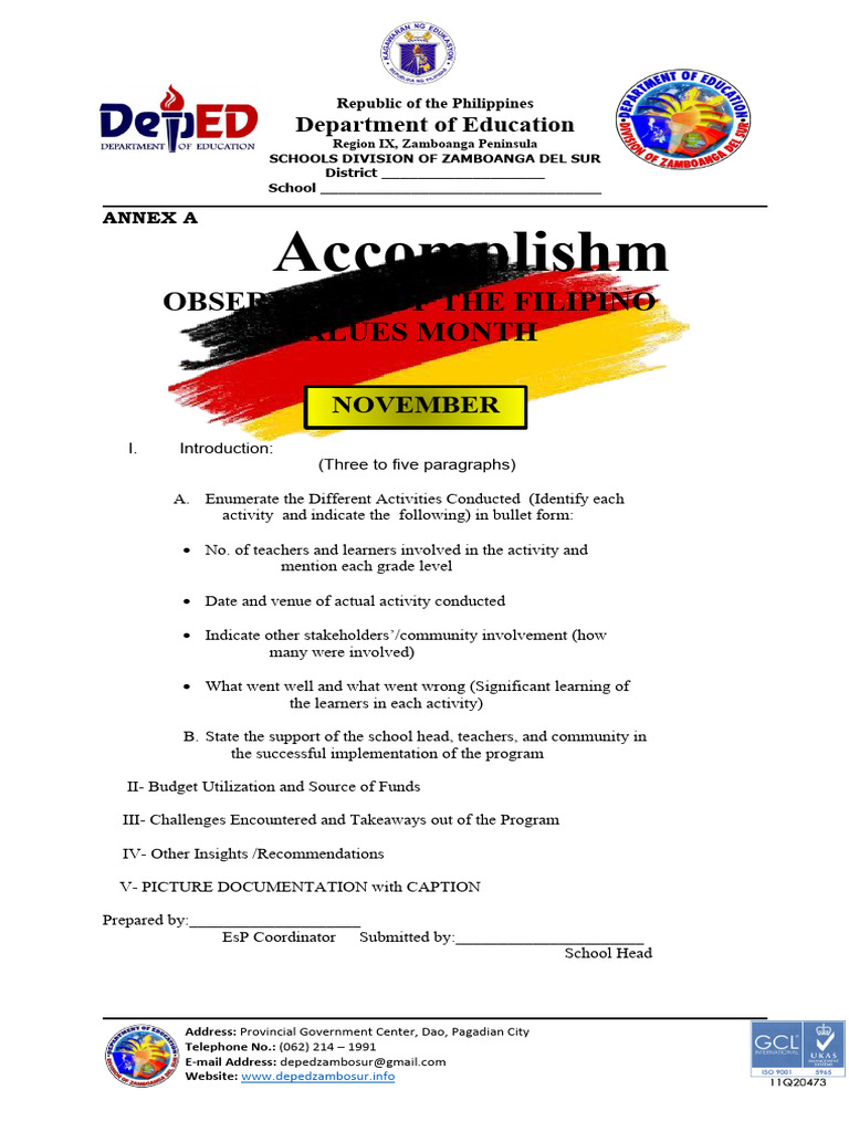 EsP Accomplishment Report | PDF