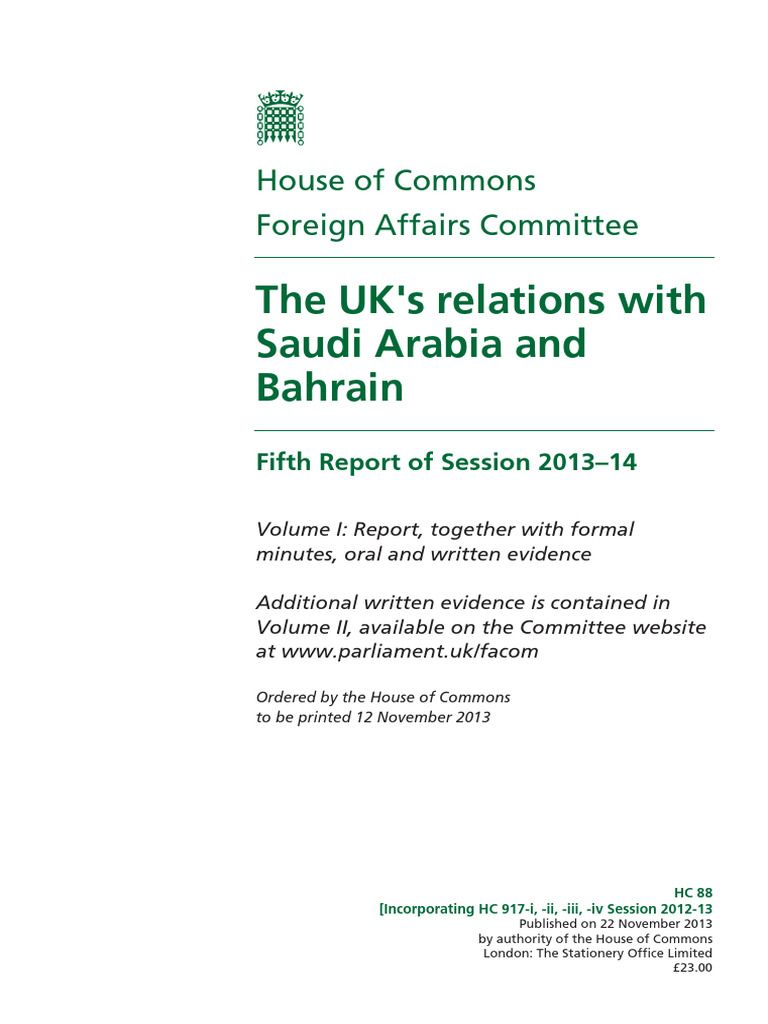 The UK's Relations With Saudi Arabia and Bahrain: House of Commons ...