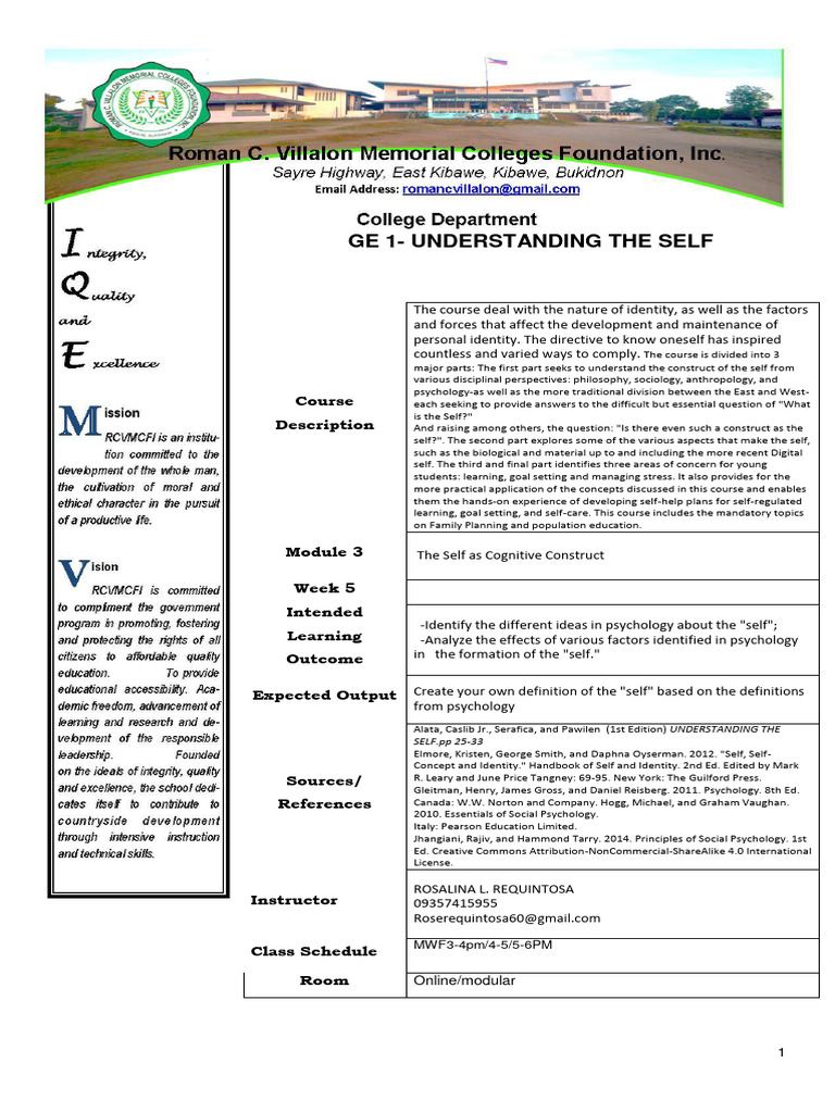 UNDERSTANDING THE SELF MODULE 3.docx2021 2022 | PDF | Self Esteem ...