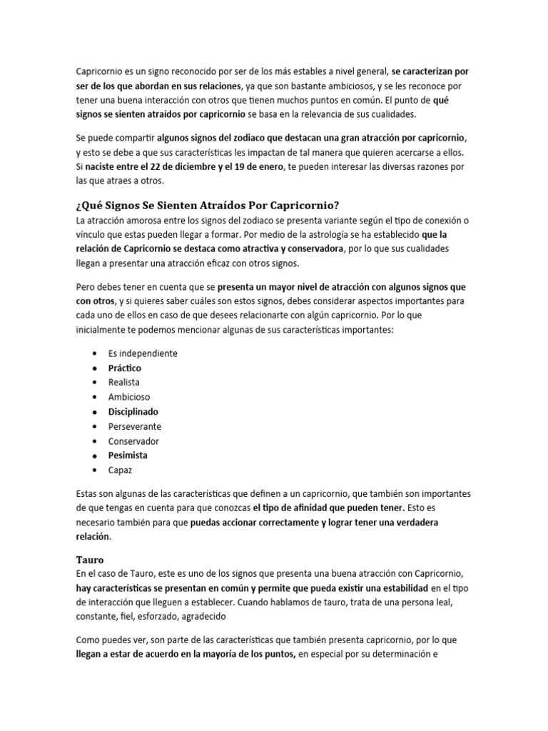 Signos Atraídos por Capricornio: Guía Astrológica | PDF | Crecimiento ...