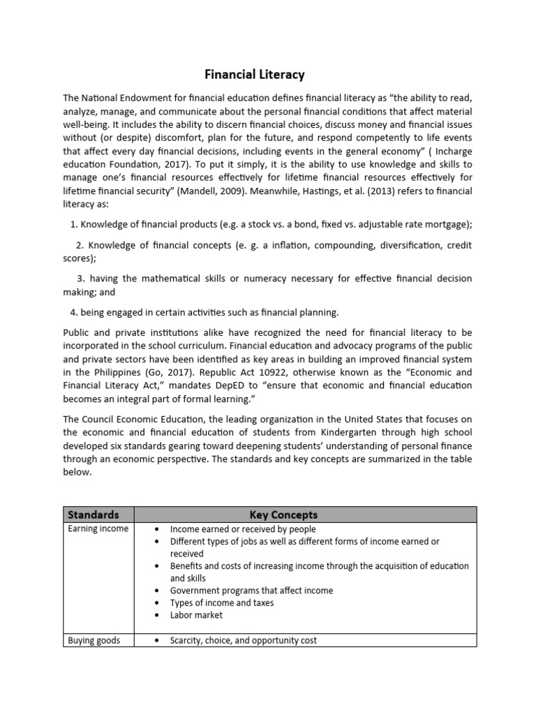 Financial Literacy | PDF