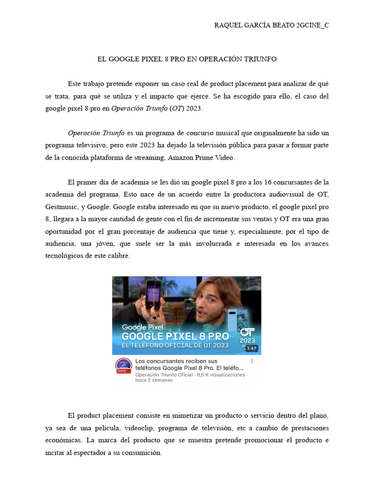 Product Placement del Google Pixel en OT | PDF | Negocios