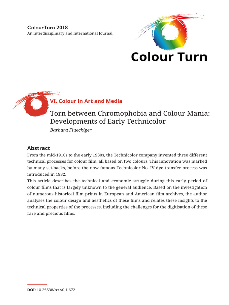 Torn Between Chromophobia and Colour Mania: Developments of Early Technicolor | PDF | Color | Vision