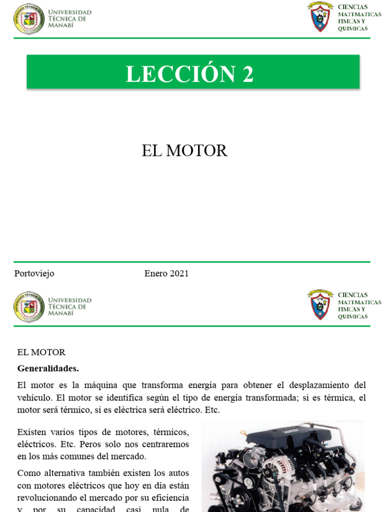 Lección 2 El Motor y Sus Partes Fijas | PDF | Pistón | Motores