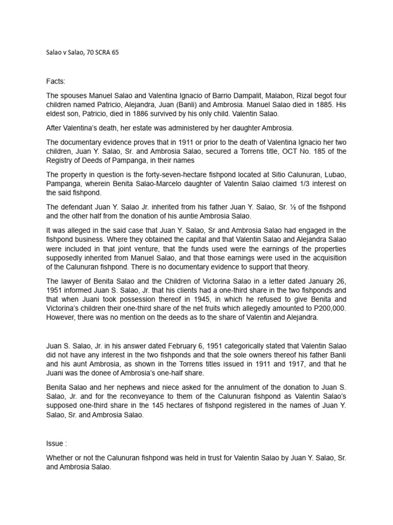 Salao V Salao, 70 SCRA 65 | PDF