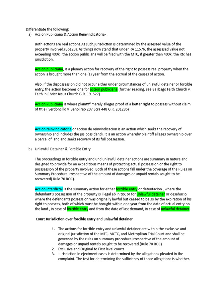 Publiciana Unlawful Detainer Redemption | PDF