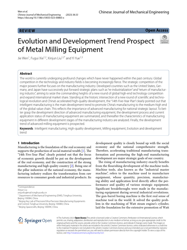 Evolution and Development Trend Prospect of Metal Milling Equipment | PDF