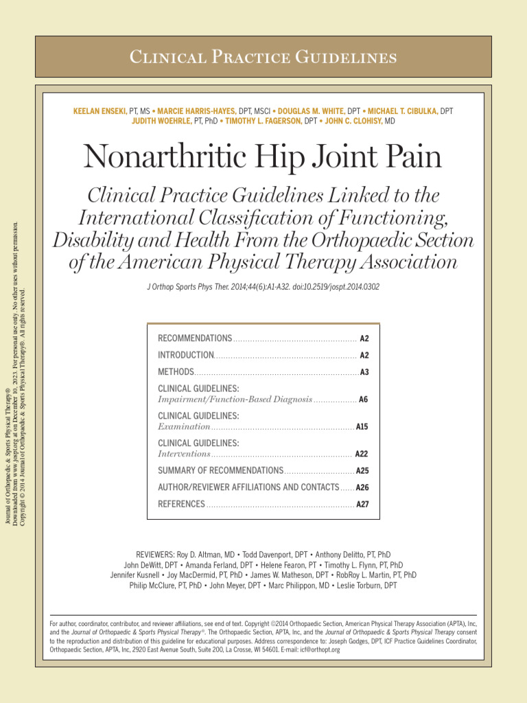 Enseki Et Al 2014 Nonarthritic Hip Joint Pain | PDF | Physical Therapy ...