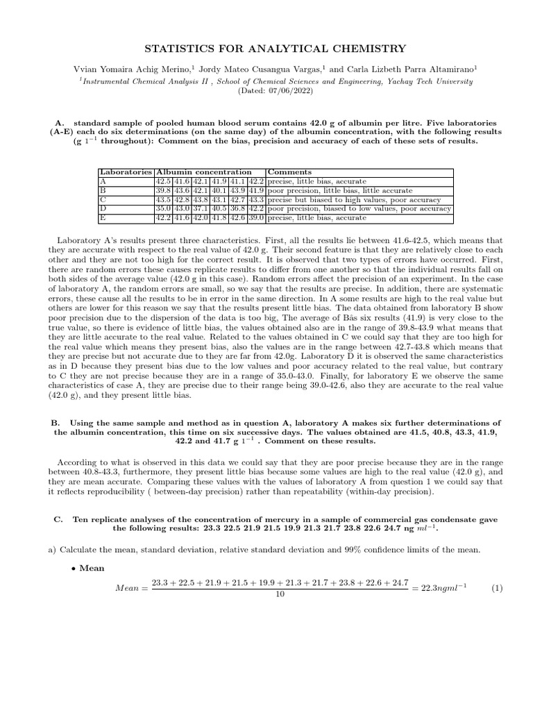 Data Treatment Excercises - Achig - Cusangua - Parra | PDF | Errors And ...