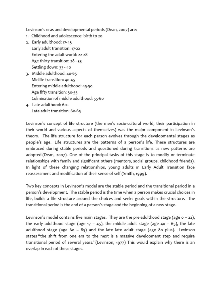 Levinson | PDF | Human Development | Psychological Concepts